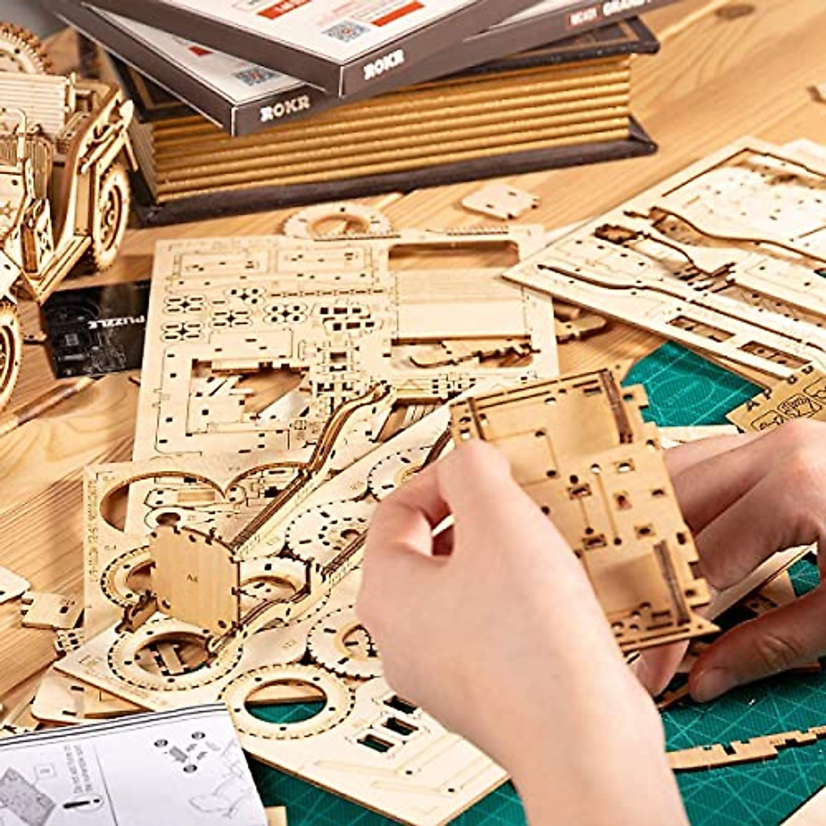 ROKR 3D Wooden Puzzle-Mechanical Car Model-Self Building Vehicle Kits-Brain Teaser Toys-Best Gift for Adults and Kids on Birthday/Christmas Day (Heavy Truck)