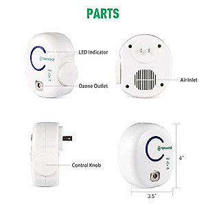 TERRADISE Mini Ozone Generator Air Purifier 2 Pack, Portable Plug-in Ozone Machines