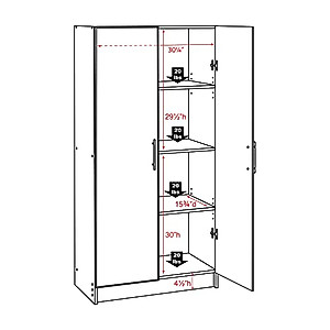 Prepac Elite 2 Door Standing Storage Cabinet, 16" D x 32" W x 65" H, Espresso