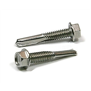 #12 TEK 5 Hex Washer Head Stainless Steel Self Drilling Screws #12-24 x 1-1/4 inch Qty 250