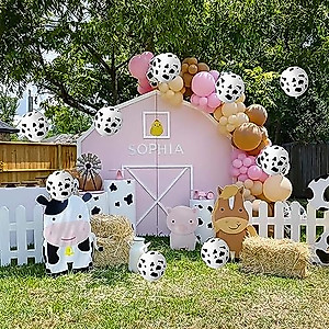 Cow Print Balloons, 30 Pcs Cute Cow Latex Balloons for Kids Party, Black White Western Cowboy Cowgirl Balloons for Boys Girls Farm Theme First Rodeo Birthday Baby Shower Party Decorations Supplies