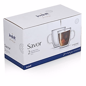 JoyJolt Savor Double Wall Insulated Glasses - Coffee Mugs (Set of 2) - 13.5-Ounces