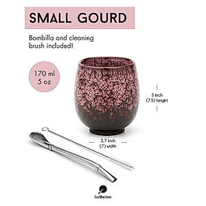 BALIBETOV Yerba Mate Set - Ceramic Mate Cup - Bombilla (Straw) and Cleaning Brush Included - Modern Yerba Mate Gourd - Easy To Clean Mate Gourd for Yerba Mate Loose Leaf Drinking. (Summer)