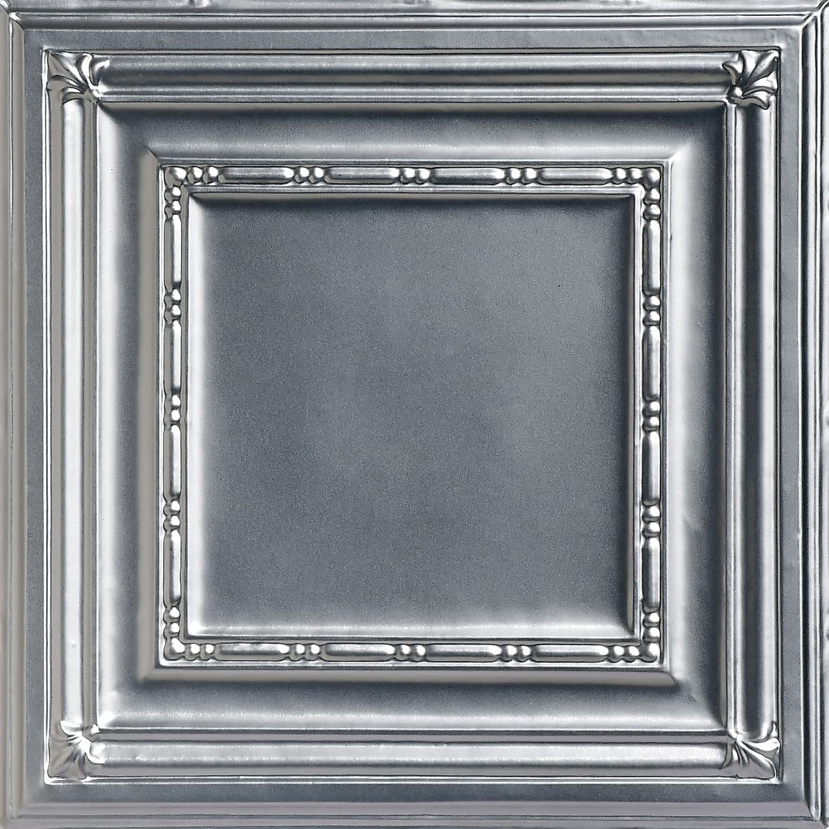 Shanko SK504-laq-24X24-N-12 Eyelet Stamped Metal Nail-up Tin Ceiling Tile (48 sq. ft), Silver Pack of 12 (Nail-up)