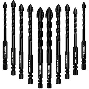 JOERIC Masonry Drill Bit Set, 10 Pieces Concrete Drill Bits Set Ceramic Drill Bit Carbide for Ceramic Tile, Plastic, Wall, Brick, Cement, Concrete, Wood with Size 5mm to12mm