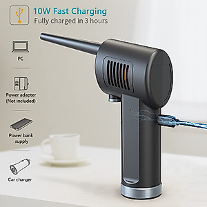 Electric Air Duster for Keyboard Cleaning, Rechargeable 6000mAh Battery, Cordless, Powerful, Energy-Efficient, Replaces Compressed Gas Cans, Air Blower for Electronics, Computers