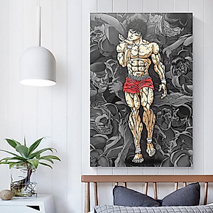 XIANNA Baki The Grappler Anime Poster (6) Painting On Canvas Wall Art Poster Scroll Picture Print Living Room Walls Decor Home Posters 16x24inch(40x60cm)