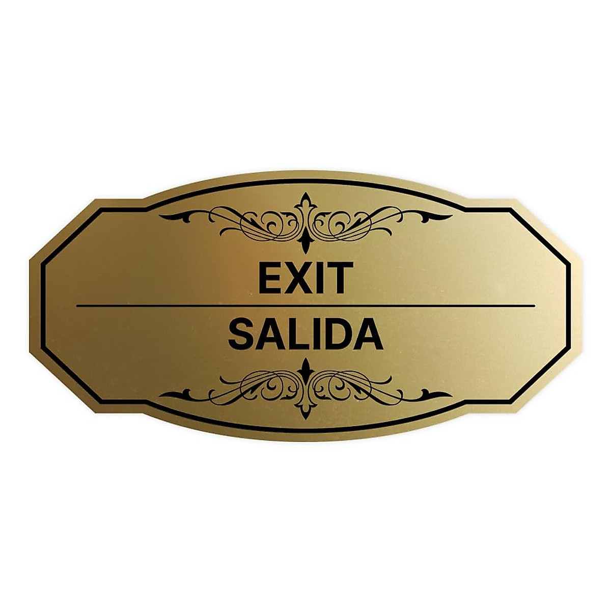 Signs ByLITA Victorian Exit/Salida Bilingual Sign (Brushed Gold) - Large