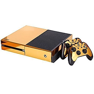 SKINOWN Golden Skin Gold Sticker Vinly Decal Cover for Xbox One(XB1) Console and 2 Controller with 1 Kinect Skins