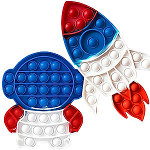 Formemory Pop it Fidget Toys, Pop its for Boys & Girls with Bigger & Deeper Bubble, Thicker & Louder Fidget Poppers Pack, Space Theme Autism Sensory Toys for Kids Adults (Rocket+Astronaut 2-Pack)