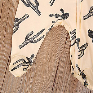 CIYCUIT Baby Girls Cactus Footies Newborn Zip Up Onesie Romper (B Cactus, 0-3 Months)