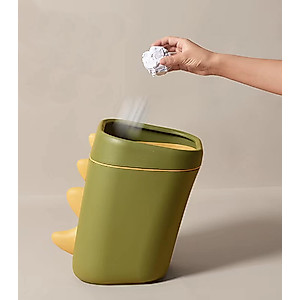 Happiness Decoration Plastic Trash Can with Pressing Ring Bedroom 12 Liter / 3.2 Gallon Garbage Can Children Room Garbage Can Cartoon Wastebasket Dustbin Organizer (Green)