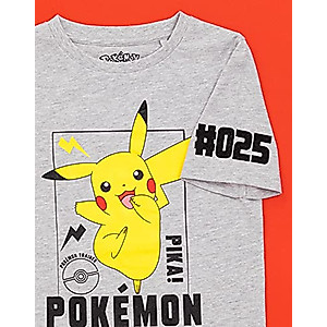 Pokemon T-Shirt for Boys | Kids Girls Pikachu Grey Character Top | r Clothing Merchandise 9-10 Years