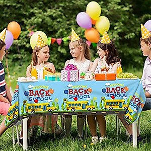 durony 2 Pieces Welcome Back to School Party Tablecloth Table Cover Waterproof First Day of School Plastic Tablecloth Durable Rectangle Table Cover for Party (108 x 54 Inches)