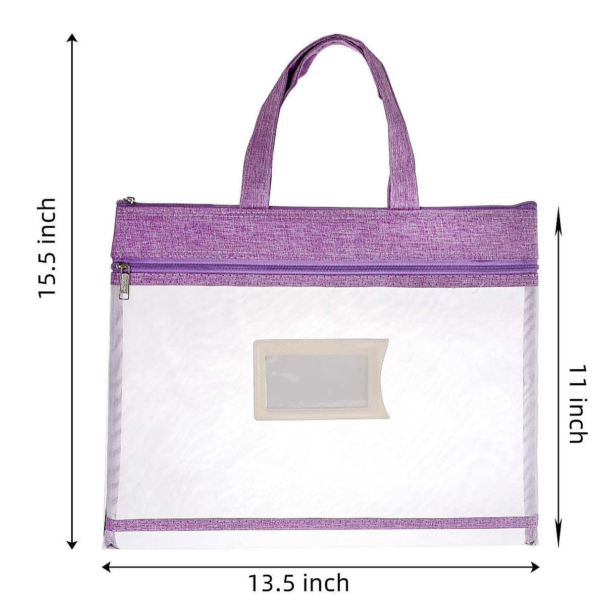 AVLA 4 Pack Student Book Pouches, A4 Mesh Zipper Bag with Handle, File Document Puzzle Bag with Name Card Pocket for Organizing Storage Board Games, School Office Appliances, Convenient to Carry