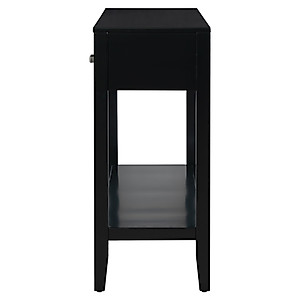 Quarte Modern 3-Drawer Console Table with 1 Shelf,Solid Wood Entryway Sofa Side Table for Hallway, Living Room, Foyer, Corridor, Easy to Assemble (Black#3-Drawer)