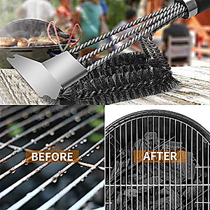 JUEMINGZI Grill Brush Bristle Free & Scraper - Ideal BBQ Cleaner Accessories -100% Rust Resistant Stainless Steel Barbecue Cleaner -Ideal for Gas,Charcoal, All Grilling Grates | Accessories Gift