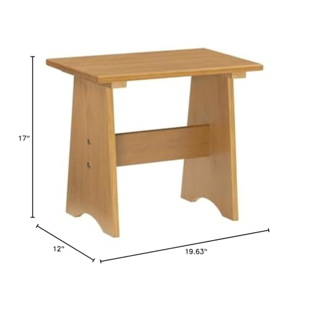 Linon Delk Pine Wood Small Backless Benches Set of 2 in Honey