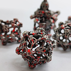 Metal DND Dice Set Polyhedral Dice Set Dungeons and Dragons Dice MTG RPG Role Playing D&D Games Dice Pathfinder Shadowrun D N D Skull Dice D20 D12 D10 D8 D6 D4, bloodstain
