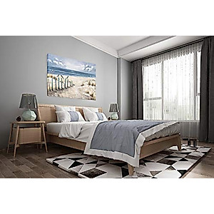 Yihui Arts Beach Canvas Wall Arts with Textured 3D Seascape Blue Oil Painting Abstract Coastal Picture Modern Ocean Artwork for Living Room Bedroom Bathroom Decor