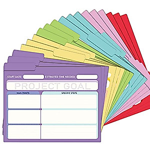 EOOUT 18 Pack File Folders Letter Size, Project File Folders with Tabs, 6 Assorted Colors, 11.5x9.5 Inch, 1/3 Cut, for Students, Office Supplies