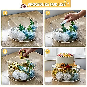 2 Pcs Wedding Birthday Fillable Cake Stand Holder with Lid, Clear Acrylic Dessert Table Centerpieces Display Risers Cake Cupcake Pedestal Tier Stand Set, 2 Size(6, 10 Inch) Cake Stands for Party