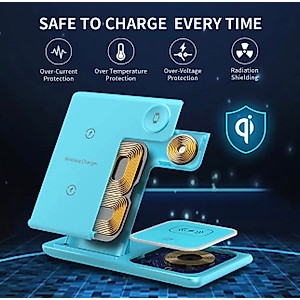 Wireless Charging Station, 3 in 1 Fast Charging Dock for iPhone 14/13/12/11/Pro/X/Max/XS/XR/8/Plus, Apple Watch7/6/5/4/3/2/SE, for Airpods 3/2/Pr0 Wireless Charging Station for Apple (Pink)