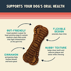 Jiminy's Dental Chews for Dogs, Cinnamon Flavor, Scientifically Proven to Improve Oral Health, Dental Bones Clean Teeth, Fight Bad Breath, and Removes Plaque and Tartar, Large, 7ct (Pack of 1)