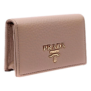 Prada Beige Vitello Grain Leather Credit Card Holder Small Wallet 1MC122