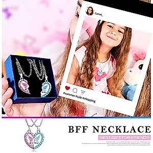 MJartoria BFF Necklace for 2, Best Friend Necklaces, Panda Valentine Split Heart Rhinestone Friendship Necklaces Best Friends Engraved Pendant-Cute Butterfly