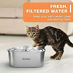 Rellaty Official Cat Water Fountain Filters Replacement & Pre-Filter Sponges for 3.2L/108oz Automatic Pet Fountain Dog Water Fountain