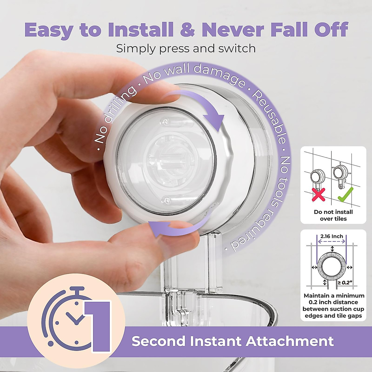 KATIKADDY Shower Caddy Suction Cup, 3 Piece Set Shower Organizer with Soap Dish, No Drilling Shower Shelf for Inside Shower Reusable for Bathroom Kitchen Living Room, Clear