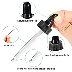 Ruckae Set of 24，1 oz Dropper Bottles with 2 Extra Fine Mist Sprayers, Funnel and Pen- 30ml Thick Cobalt Blue Glass Tincture Bottles with Eye Droppers - Leakproof Essential Oils Bottles