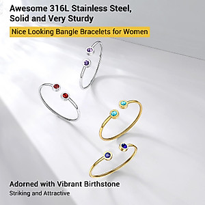 PROSTEEL Crystal Bracelet Blue March Birthstone Aquamarine Stainless Steel Womens Cuff Bracelets Bangle