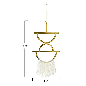 Main + Mesa Geometric Metal Wall Hanging with Tassel, Gold