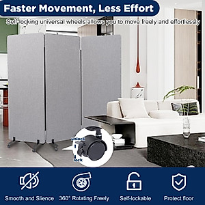 Sound Proof Dividers w/Wheels, Portable Office Wall Divider for Room Partition, Soundproof Room Divider Privacy Panel Partition Wall Cubicle Wall, Rolling Temporary Wall for Studio, School, Hospital
