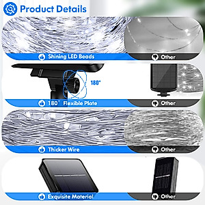 Super-Long 320Ft Solar String Lights Outdoor Waterproof, Solar Powered Fairy Lights 4-Pack 960 LED Silver Wire Twinkle Light, Solar Outdoor Lights Decorative for Garden Tree Christmas Daylight White