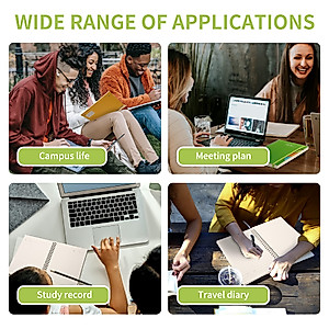 CAGIE 4 Pack Spiral Notebook 5x7 Lined Journal Notebook College Ruled 320 Sheets in Total, 4 Subject A5 Spiral Notebooks for Work School and Notes, 8 Multicolor Tab Stickers Yellow Green Blue Purple