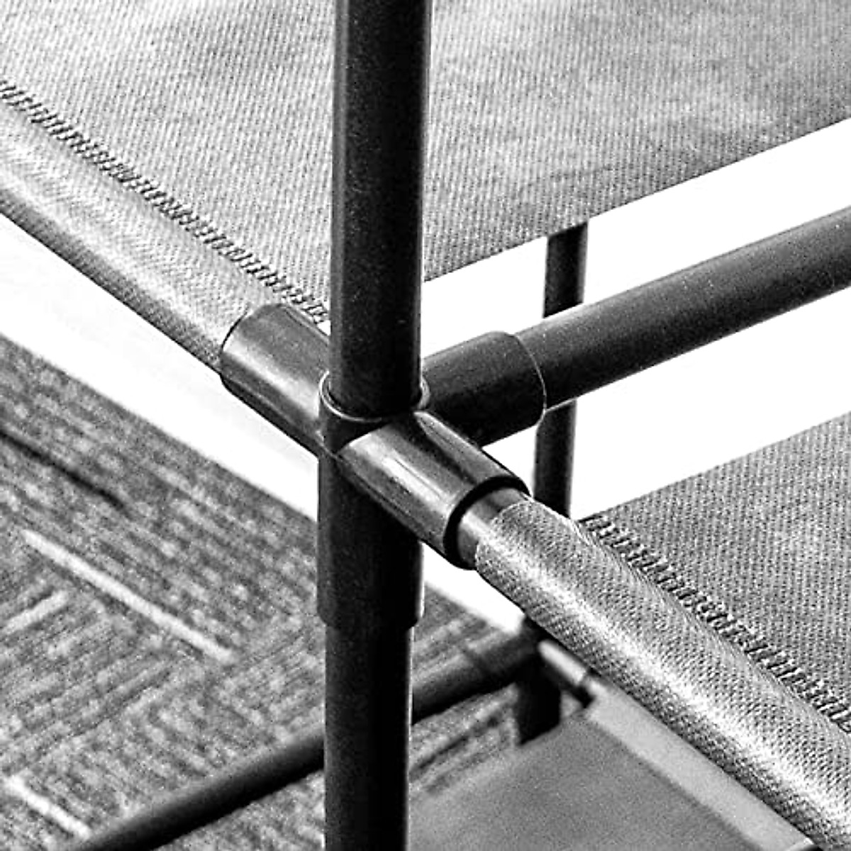 Sasoiky Garment Rack,Shoe Clothing Organizer Shelves,Freestanding Multifunctional Clothes Wardrobe- Closet with Hooks (Black)