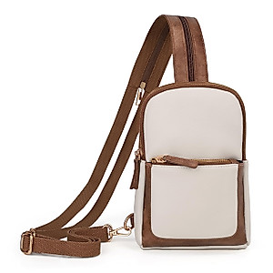 UTO Sling Bag for Women Crossbody Trendy Chest Belt Bag Convertible Backpack Purse with Wide Shoulder Zip Straps