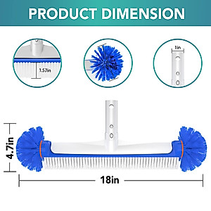 Cheerclean Pool Brush, Hemispherical Bristles, Pool Cleaning Brush Head, Pool Wall Brush with Aluminum Handle Pool Brushes for Cleaning Pool Walls