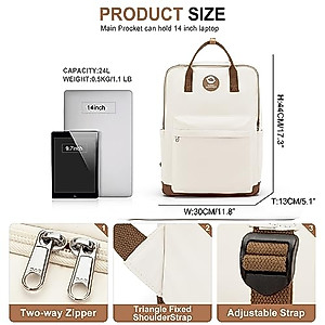 weradar Kawaii School Bag For Teens Girls Boys,Lightweight College Backpacks With Laptop Compartment,Waterproof Trendy Casual Daypack Backpacks For Women(Beige Brown)