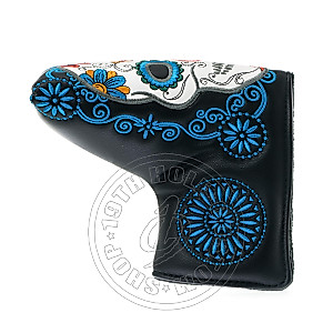 Dia de los Muertos Sugar Skull Golf Blade and Mid Mallet Putter Headcover, Black