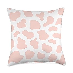 Minimalistic Cow Print Stuff For Girls Aesthetic Cow Print Pastel Pink Throw Pillow, 18x18, Multicolor