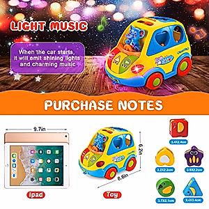 DUMMA Baby Toys 12-18 Months Musical Bus Toys for 1 2 3 4+Year Old Boys Girls Gifts,Early Education Learning Toy with Fruit/Music/Lighting/Smart Shapes for 18-24 Months Birthday Gifts