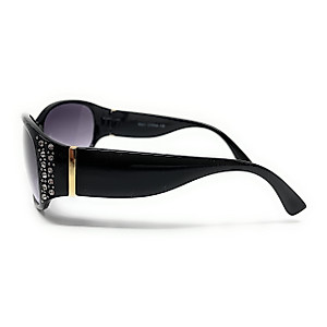 My Shades - Women's Sunglasses Designer Inspired Fashion Rhinestone Style Embellishments Wrap Around (Black, Gradient Smoke)