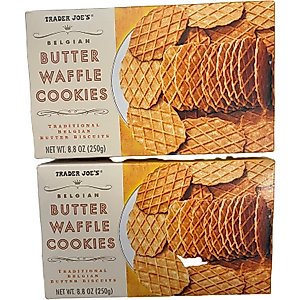 Trader Joe's Belgian Butter Waffle Cookies Traditional Belgian Butter Biscuits, 8.8 oz (Pack of 2)