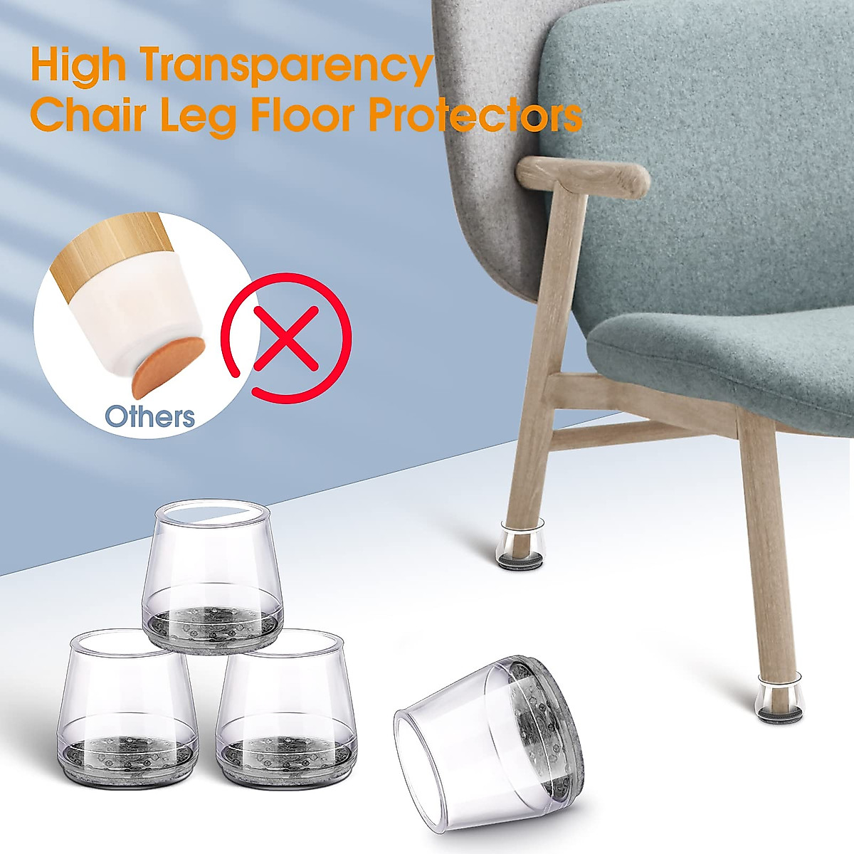 32Pcs Silicone Chair Leg Floor Protectors, Chair Leg Protectors for Hardwood Floors