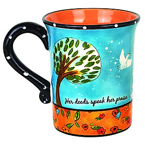 Aviv Judaica Woman of Valor Ceramic 12 oz Coffee Mug by Jessica Sporn Eishet Chayil Teacup Beloved Woman Novelty Drinking Cup Womens Day Judaica Gift for Mothers Day Valentines Day Wedding Anniversary