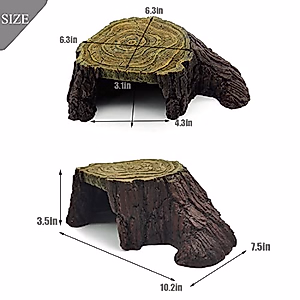 Reptile Habitat Cave Tortoise Basking Platform Turtle Tree Stump Hideout Cave Lizard Dock Resting Terrace Terrarium Accessories Aquarium Decor for Tortoise Lizard Chamelon Gecko Iguana